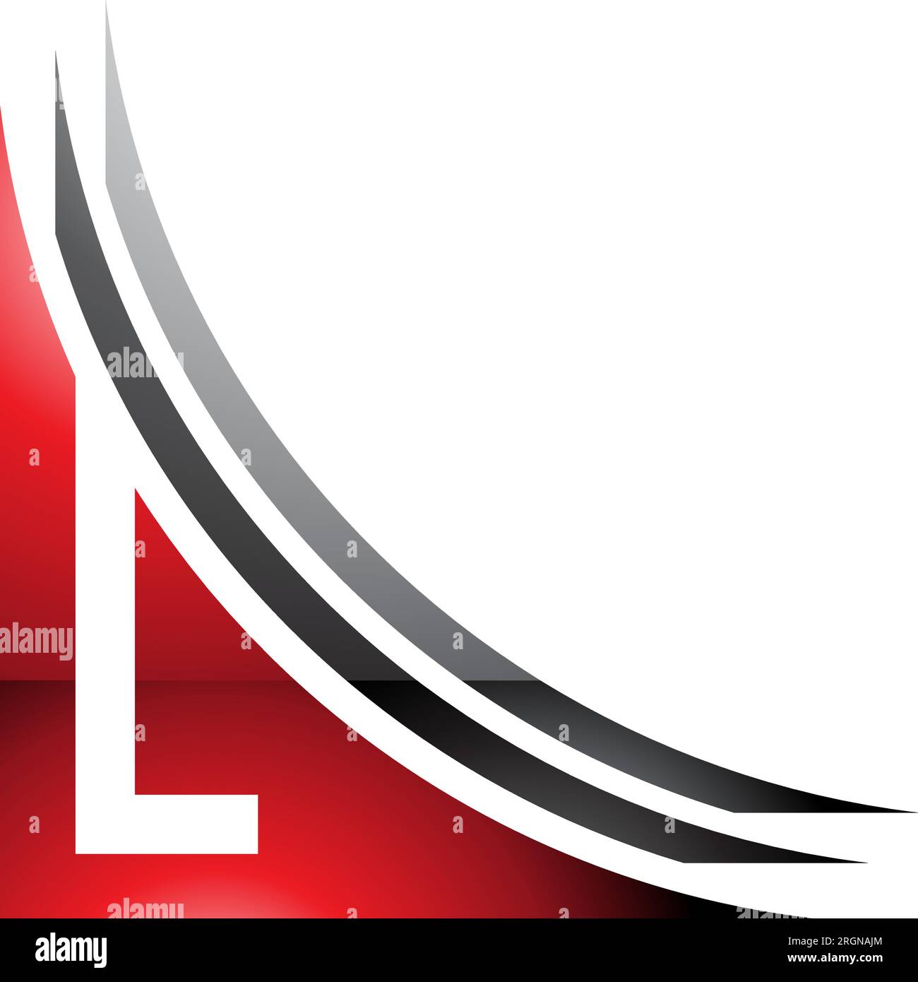 Red and Black Glossy Letter L Icon with Layers on a White Background ...