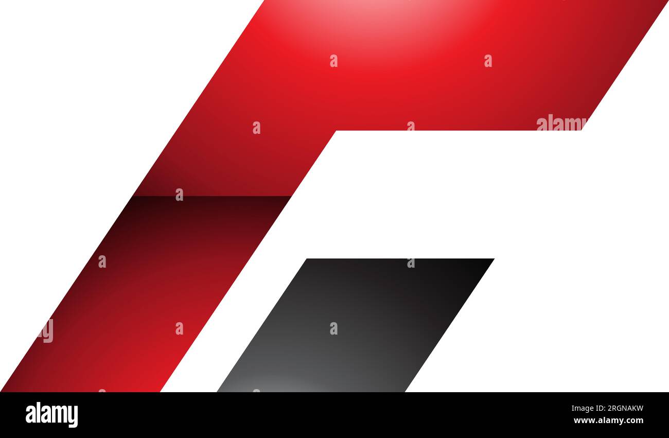 Red and Black Glossy Rectangular Italic Letter C Icon on a White ...
