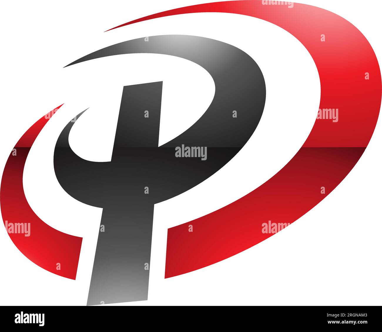 Red and Black Glossy Oval Shaped Letter P Icon on a White Background ...