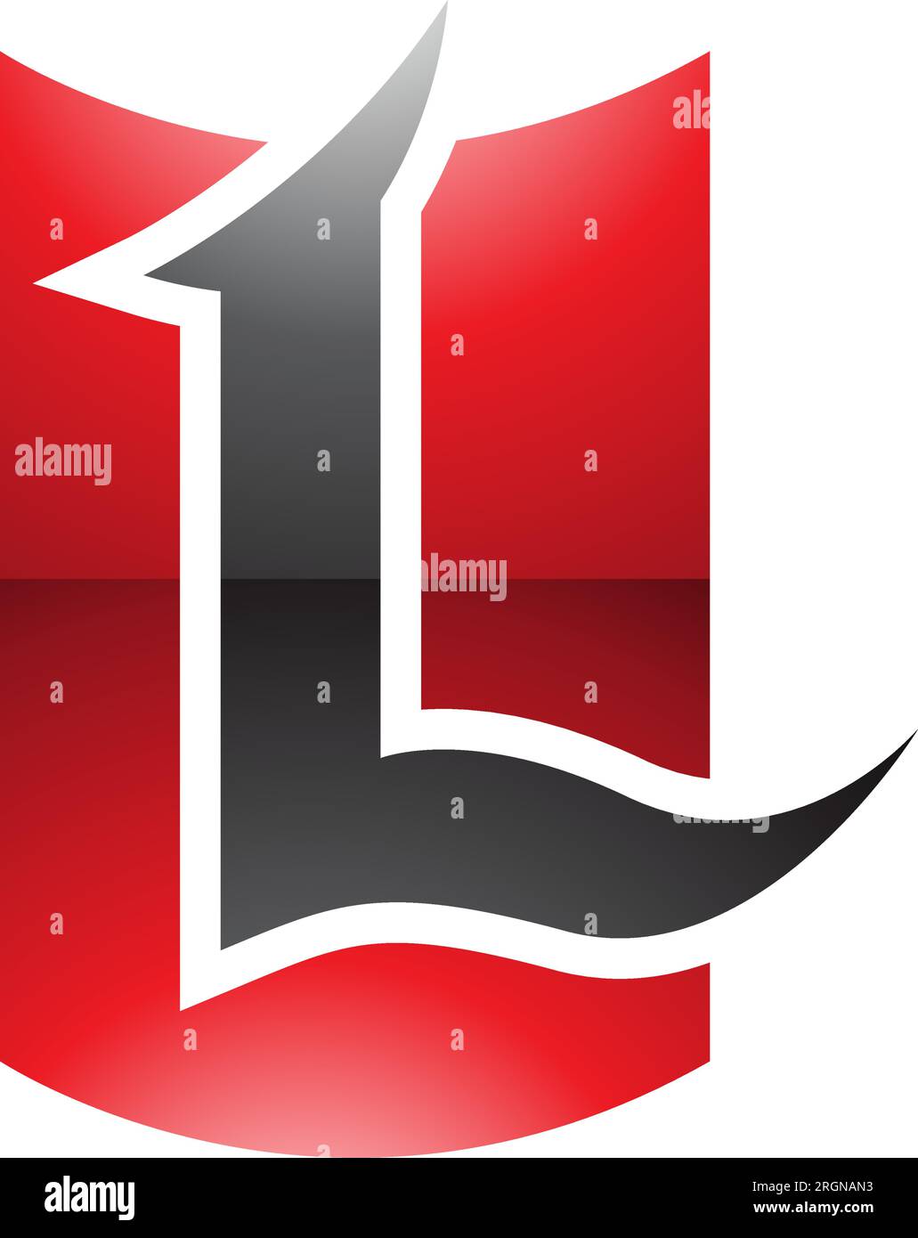 Red and Black Glossy Shield Shaped Letter L Icon on a White Background ...