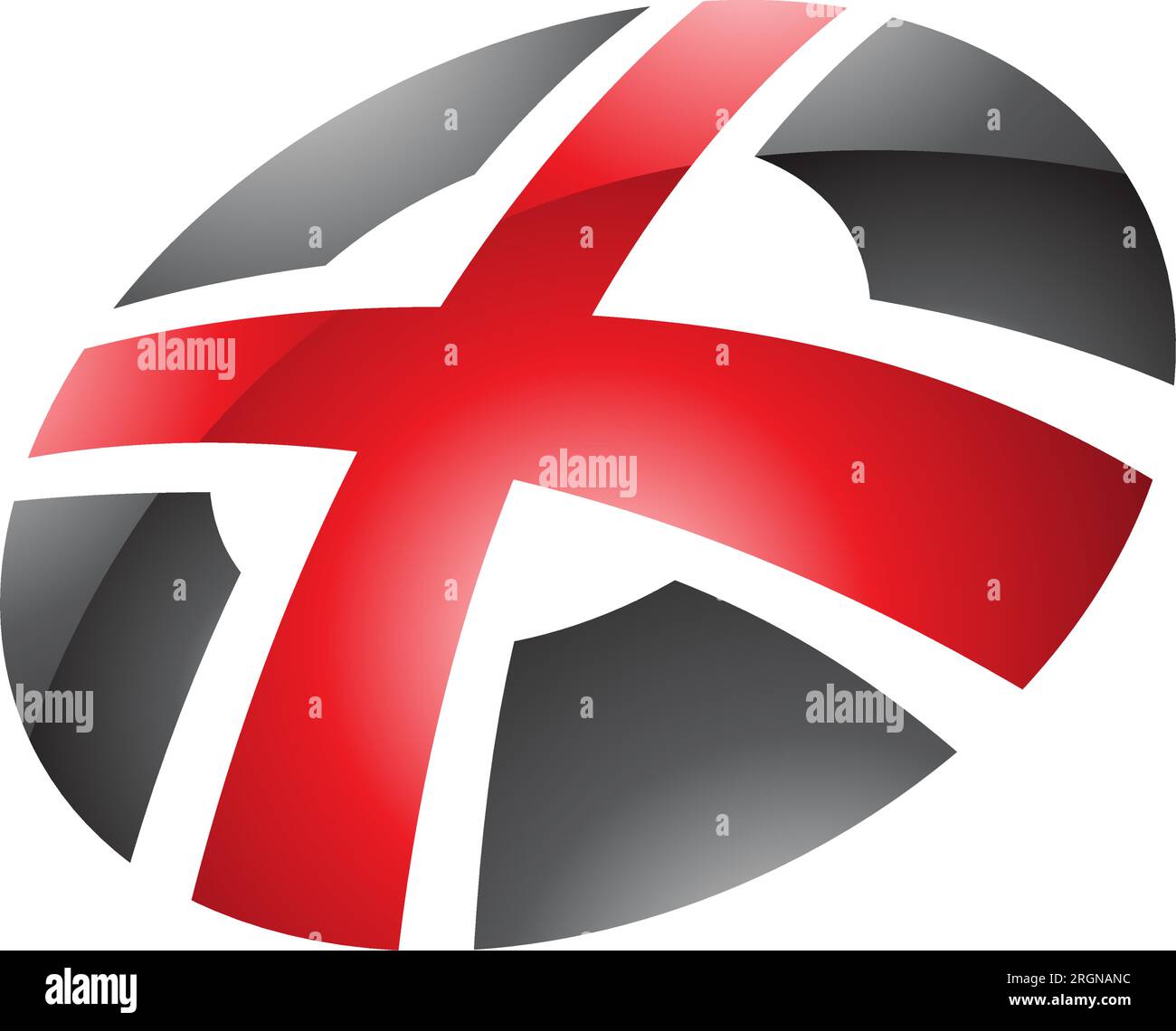 Red and Black Glossy Round Shaped Letter X Icon on a White Background ...