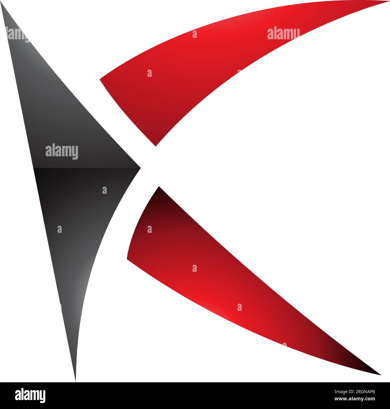 Red and Black Glossy Spiky Letter K Icon on a White Background Stock ...
