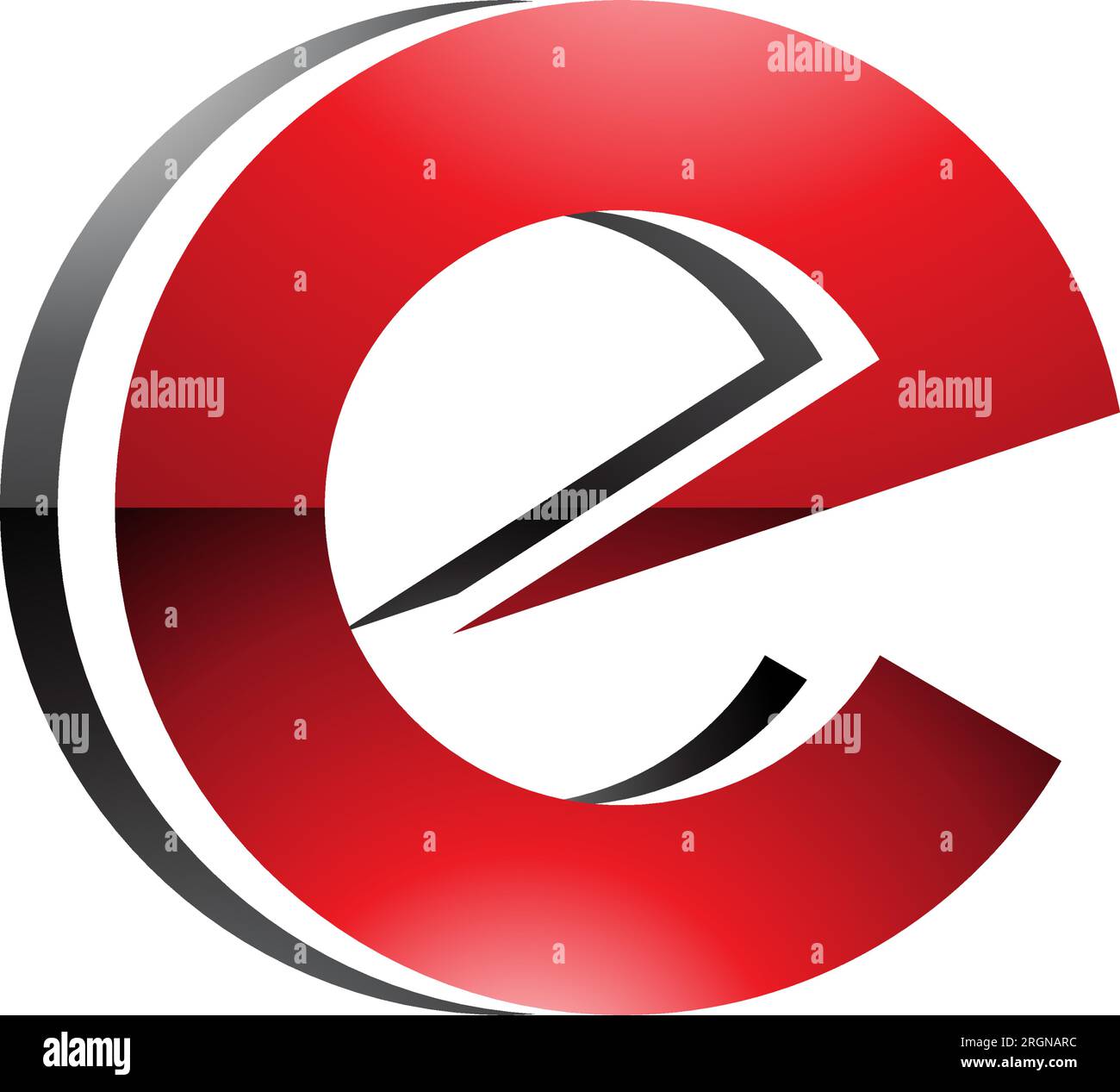 Red and Black Glossy Round Layered Lowercase Letter E Icon on a White ...
