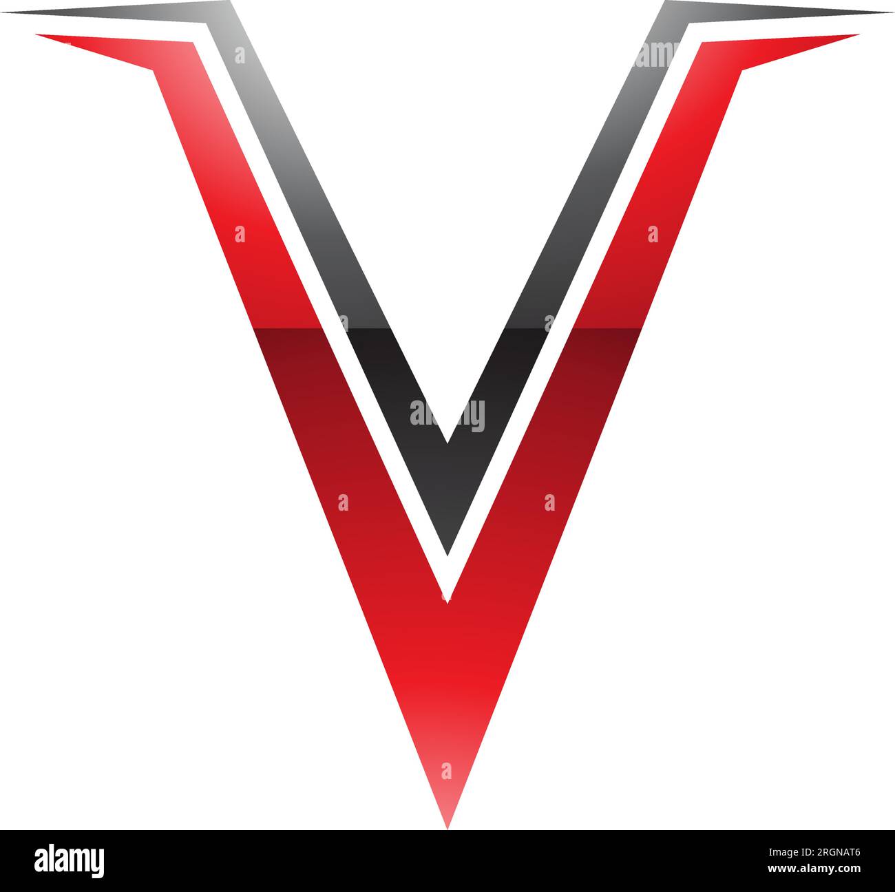 Red and Black Glossy Spiky Shaped Letter V Icon on a White Background ...