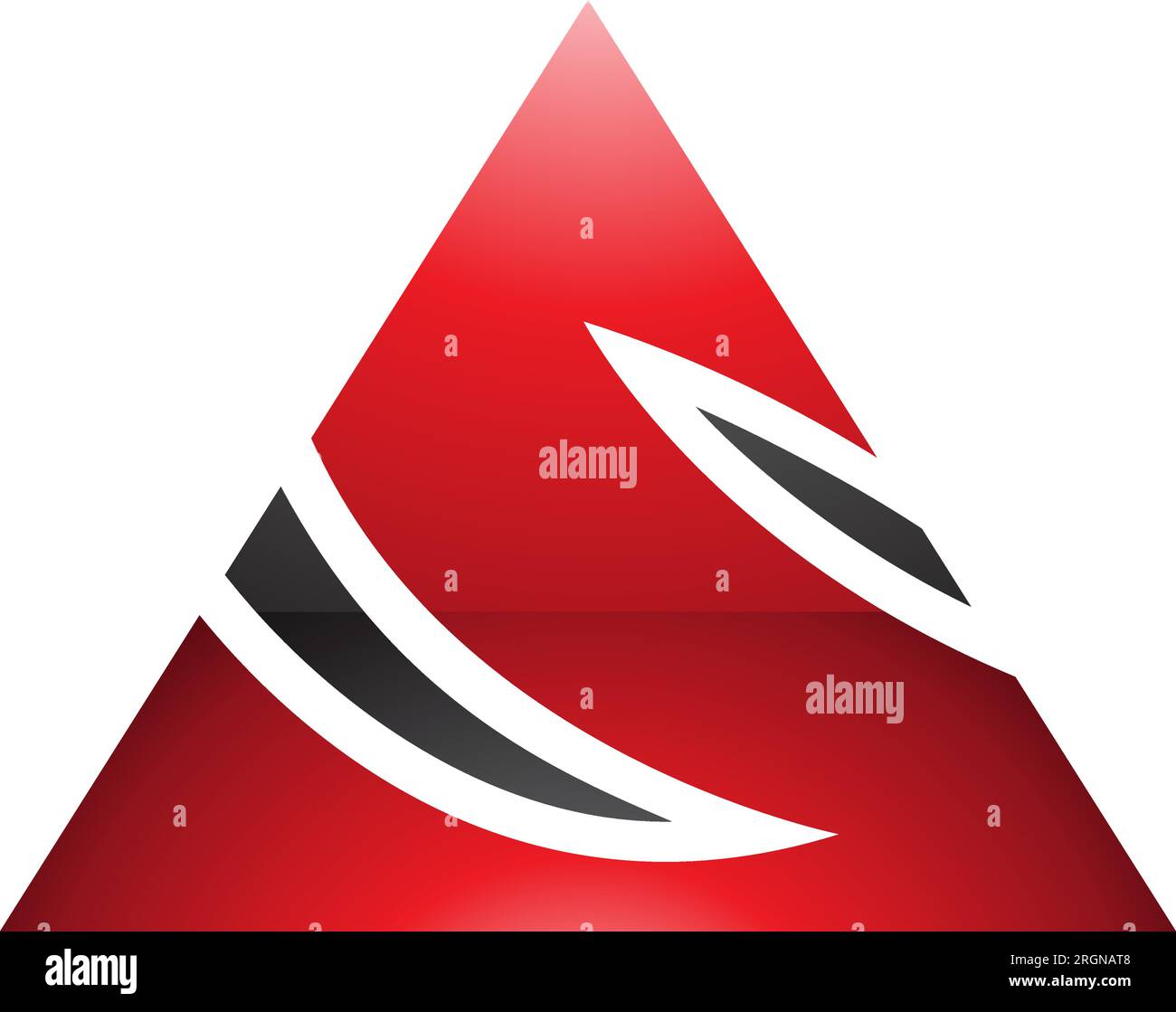 Red and Black Glossy Triangle Shaped Letter S Icon on a White ...