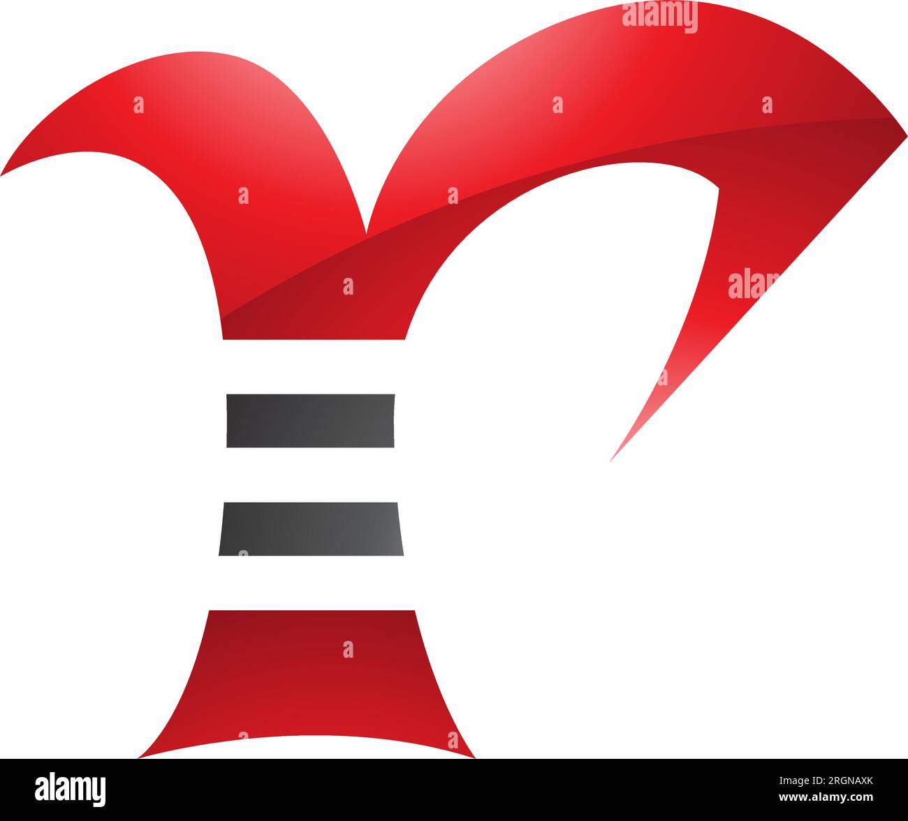 Red and Black Glossy Striped Letter R Icon on a White Background Stock ...