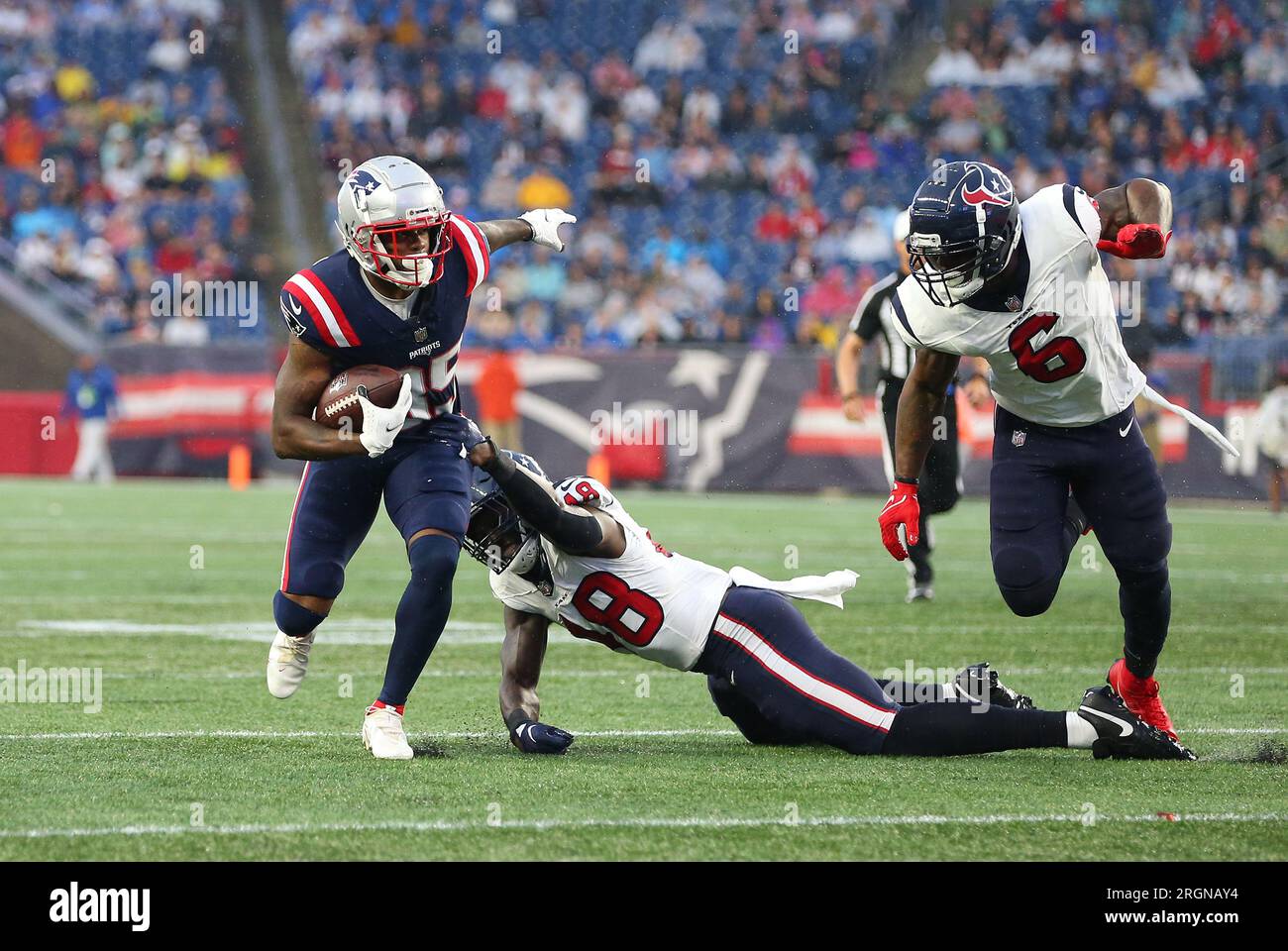 August 10, 2023; Foxborough, MA, USA; New England Patriots running back ...