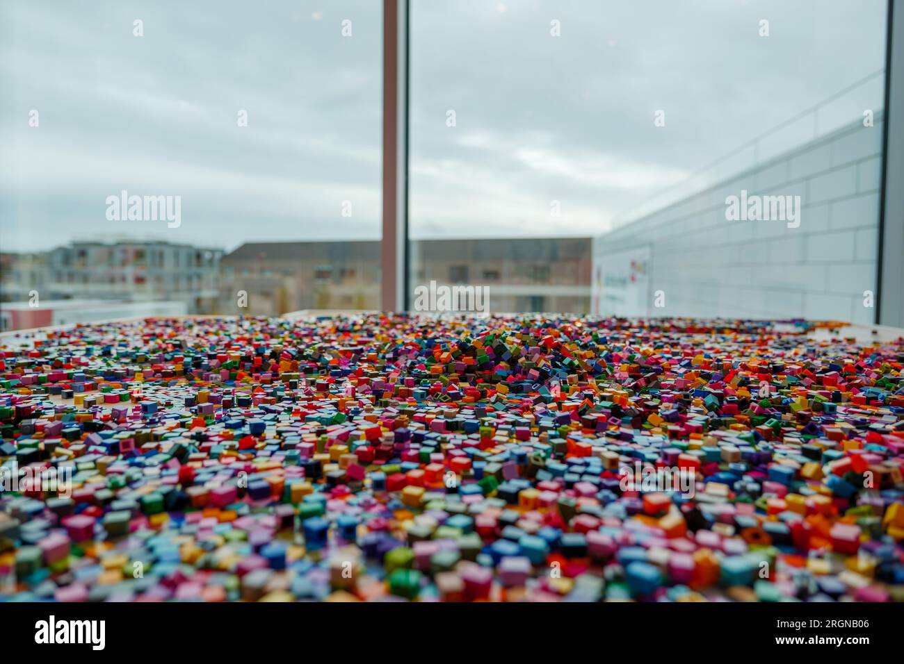 Billund, Denmark - 06 OCTOBER 2022: Selective focus at colorful heap of ...