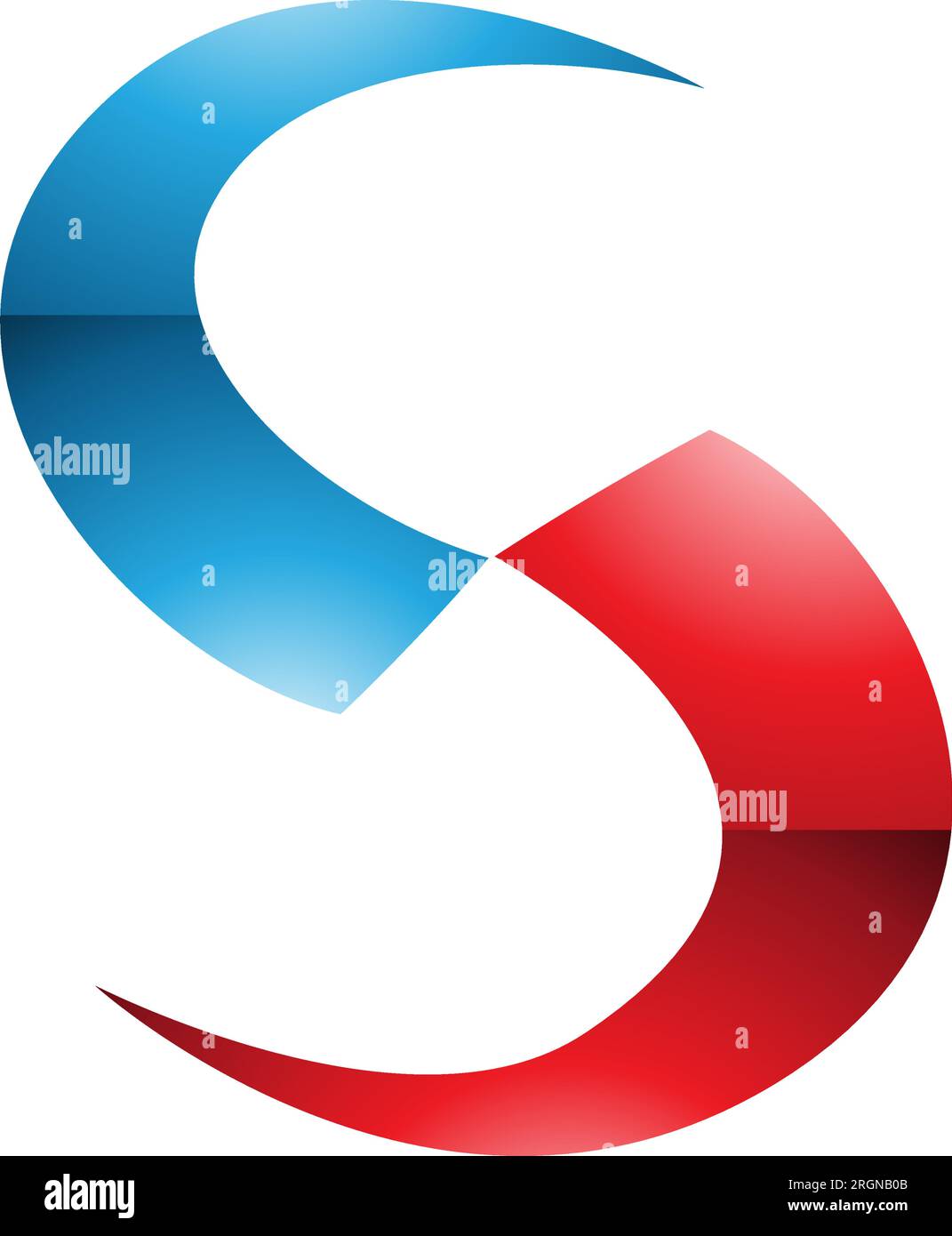 Red and Blue Glossy Blade Shaped Letter S Icon on a White Background ...