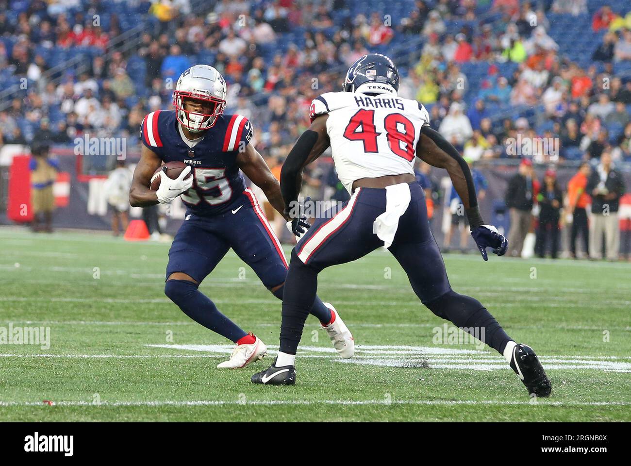 August 10, 2023; Foxborough, MA, USA; New England Patriots running back ...