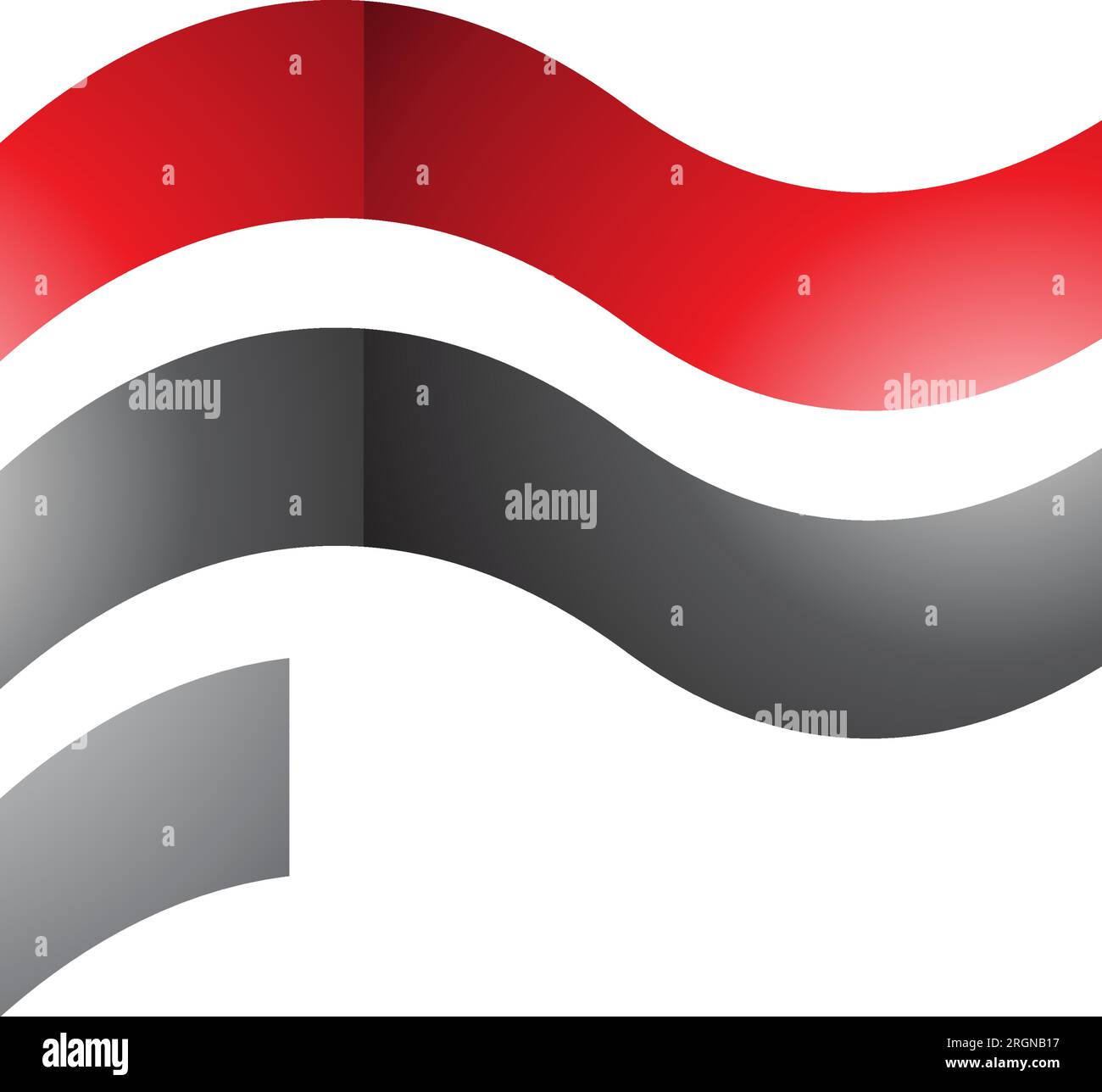 Red and Black Wavy Glossy Flag Shaped Letter F Icon on a White ...