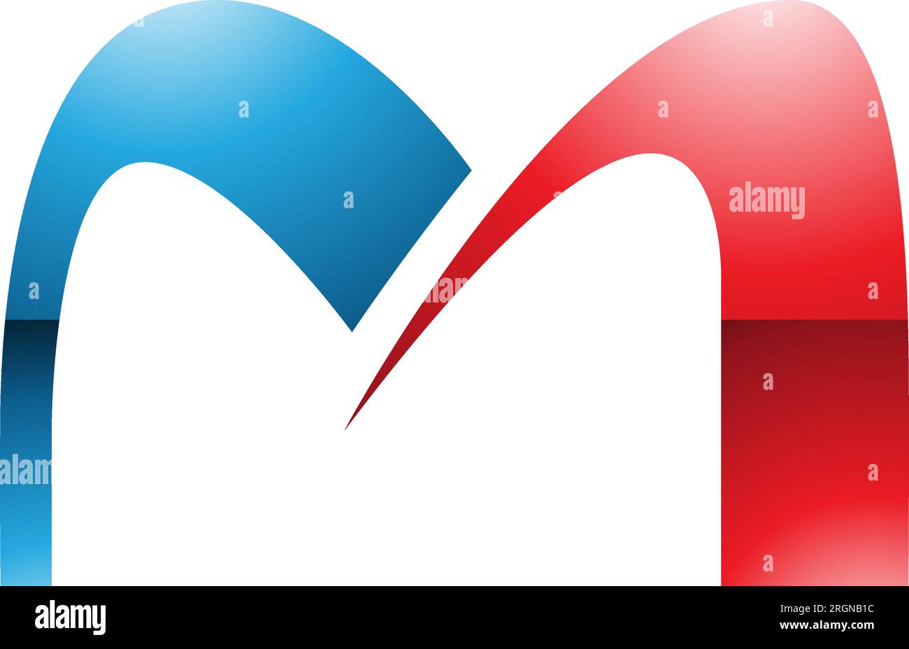 Red and Blue Glossy Arch Shaped Letter M Icon on a White Background ...