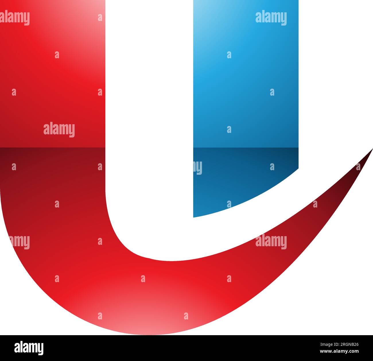 Red and Blue Glossy Bold Curvy Shaped Letter U Icon on a White ...