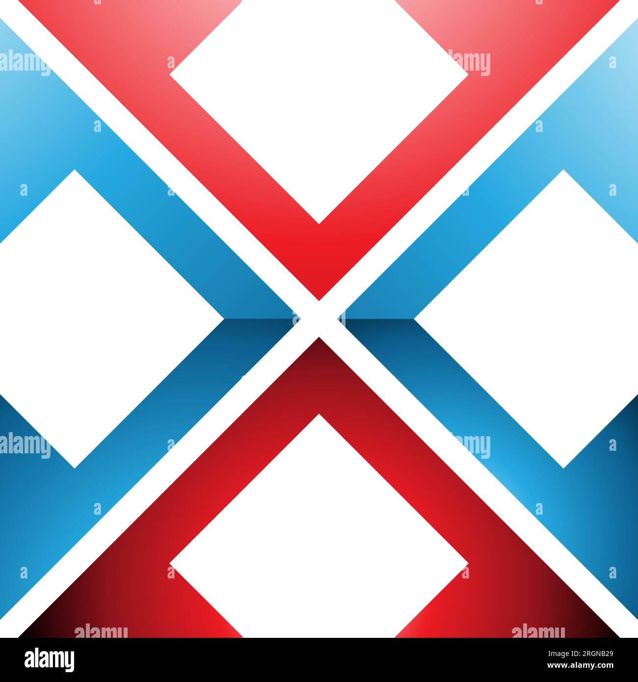 Red and Blue Glossy Arrow Square Shaped Letter X Icon on a White ...