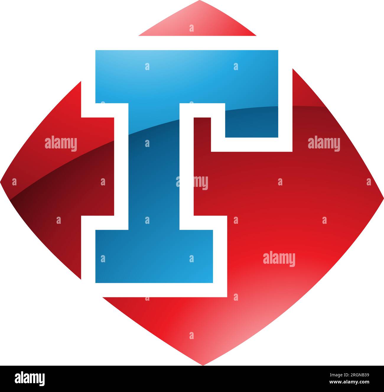 Red and Blue Glossy Bulged Square Shaped Letter R Icon on a White ...