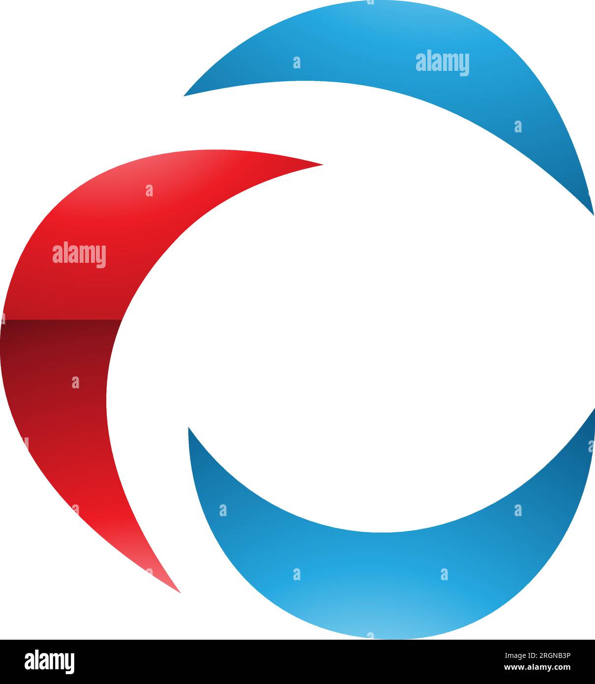 Red and Blue Glossy Crescent Shaped Letter C Icon on a White Background ...