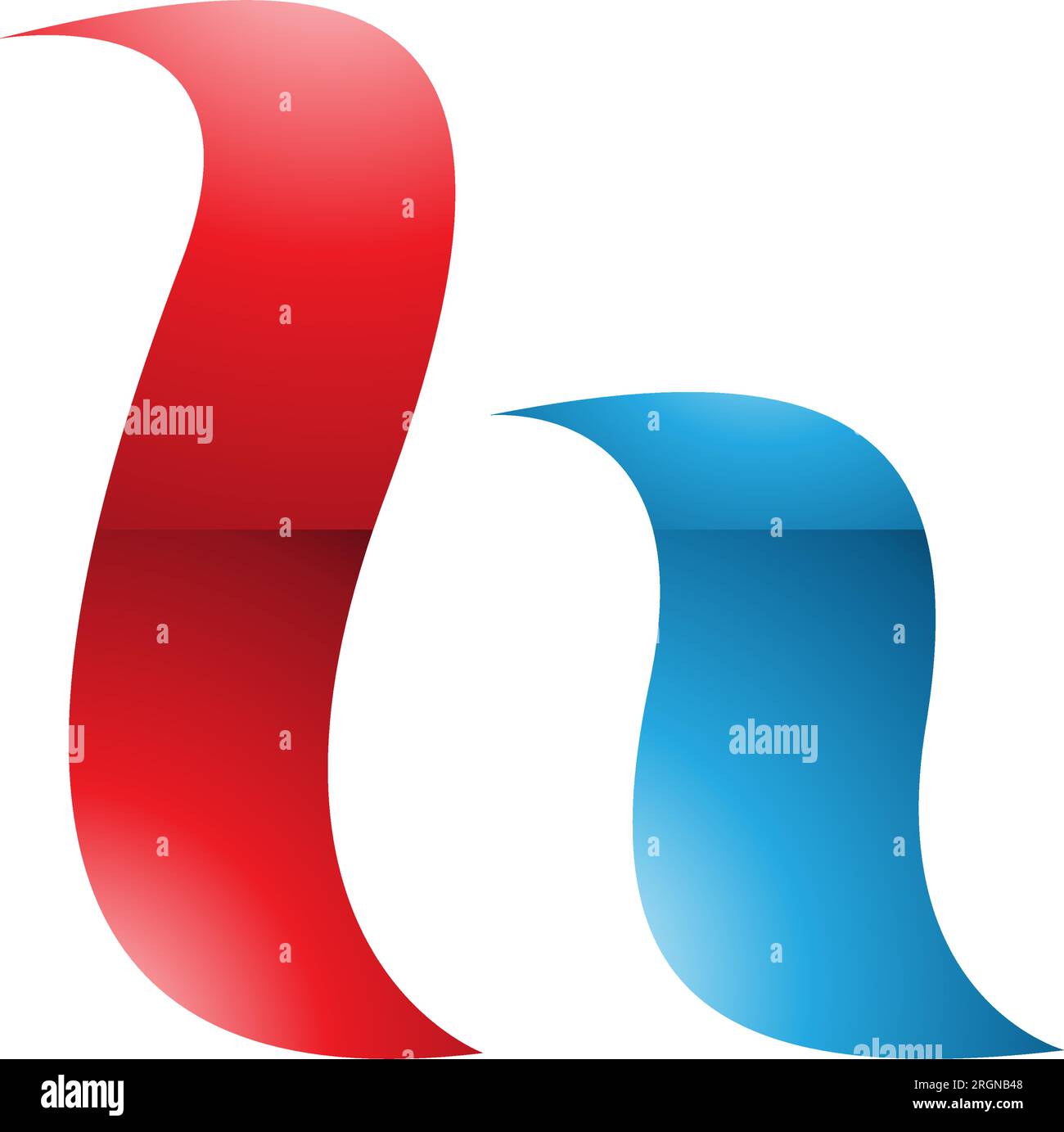 Red and Blue Glossy Calligraphic Letter H Icon on a White Background ...