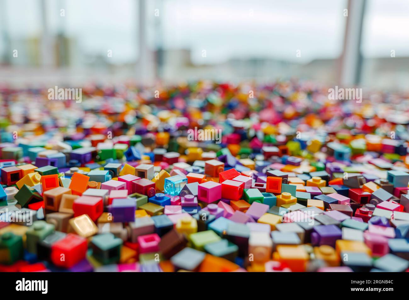 Billund, Denmark - 06 OCTOBER 2022: Selective focus at colorful heap of ...