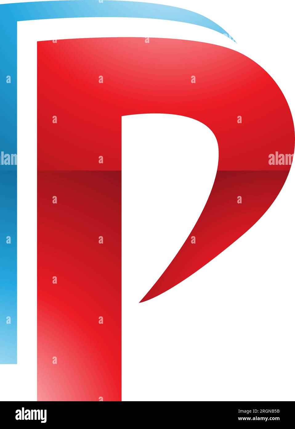Red and Blue Glossy Layered Letter P Icon on a White Background Stock ...