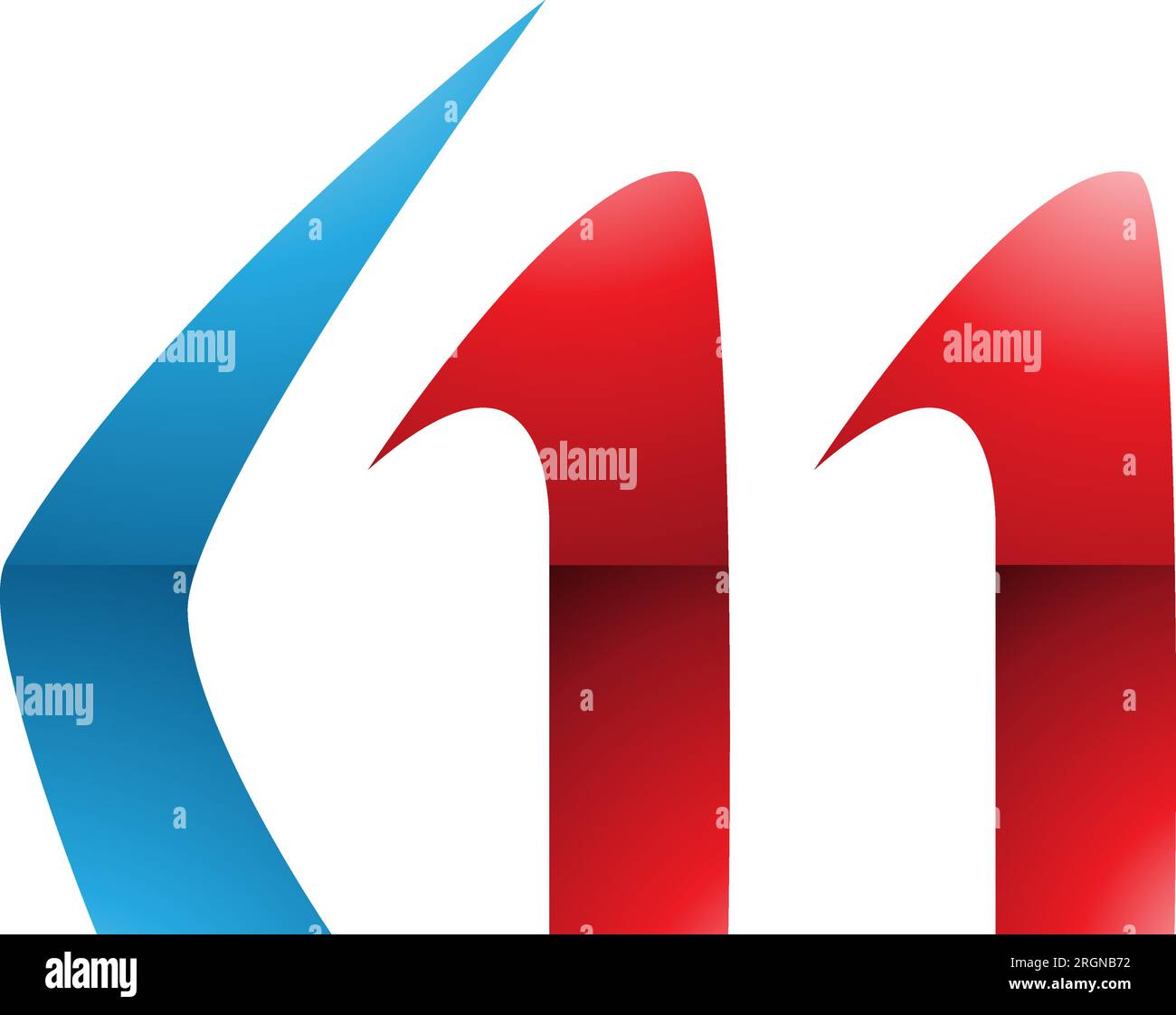 Red and Blue Glossy Horn Shaped Letter M Icon on a White Background ...