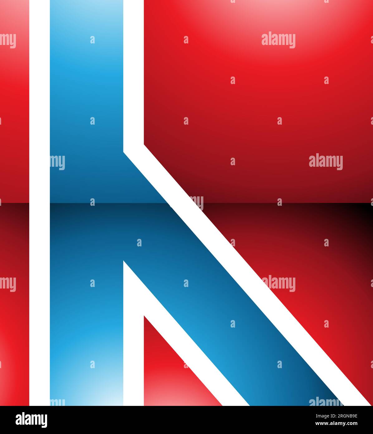 Red and Blue Glossy Letter H Icon with Straight Lines on a White ...