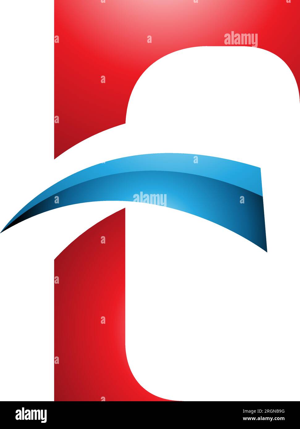 Red and Blue Glossy Letter F Icon with Pointy Tips on a White ...