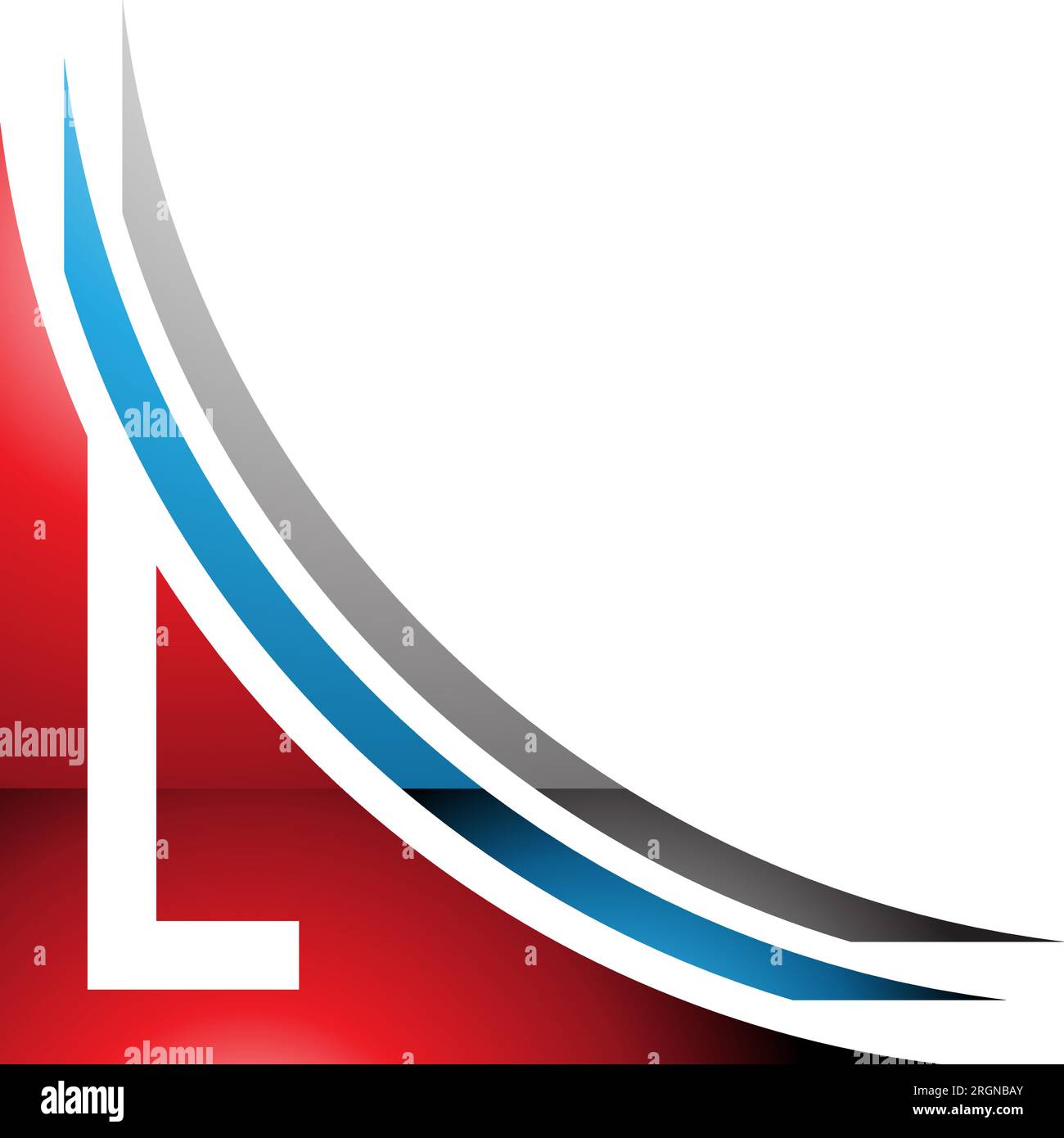 Red and Blue Glossy Letter L Icon with Layers on a White Background ...