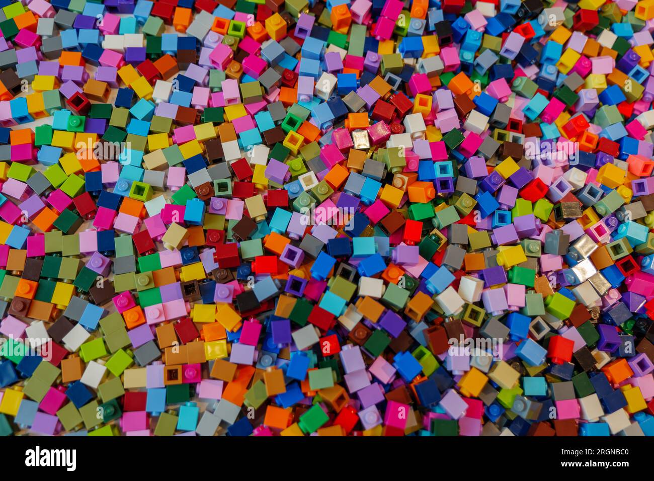 Billund, Denmark - 06 OCTOBER 2022: Selective focus at colorful heap of ...
