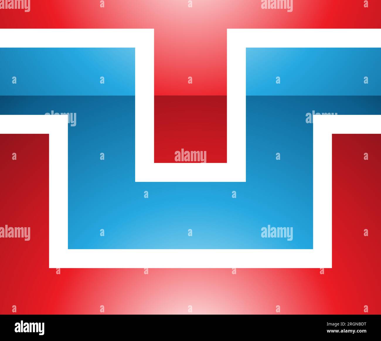 Red and Blue Glossy Rectangle Shaped Letter U Icon on a White ...