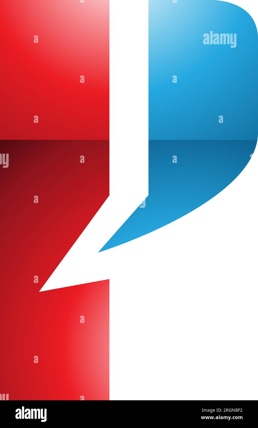 Red and Blue Glossy Letter P Icon with a Bold Rectangle on a White ...