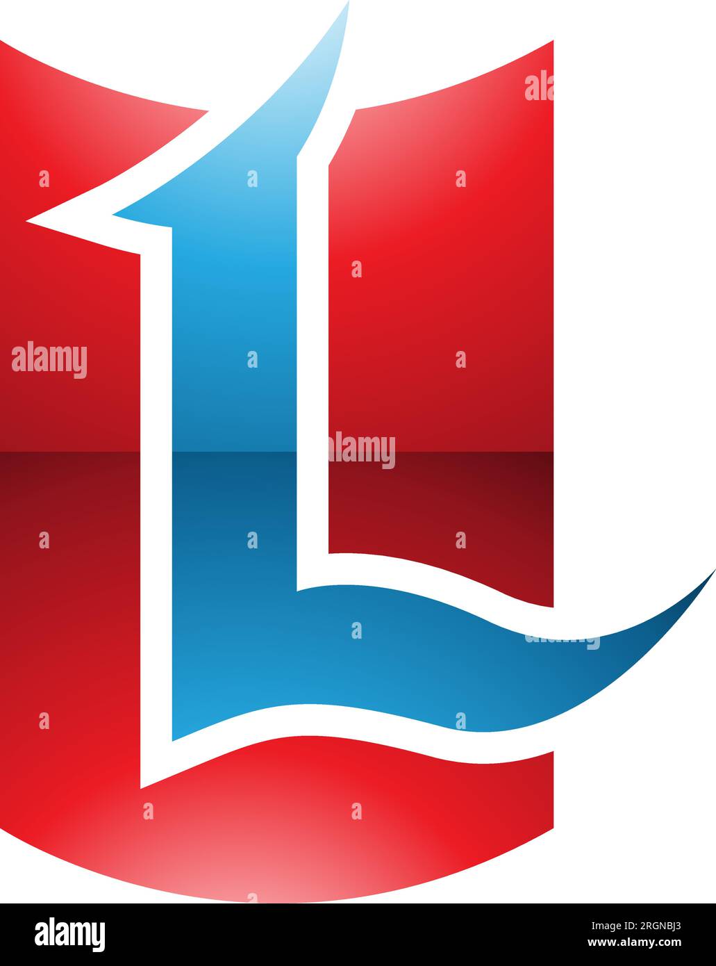 Red and Blue Glossy Shield Shaped Letter L Icon on a White Background ...