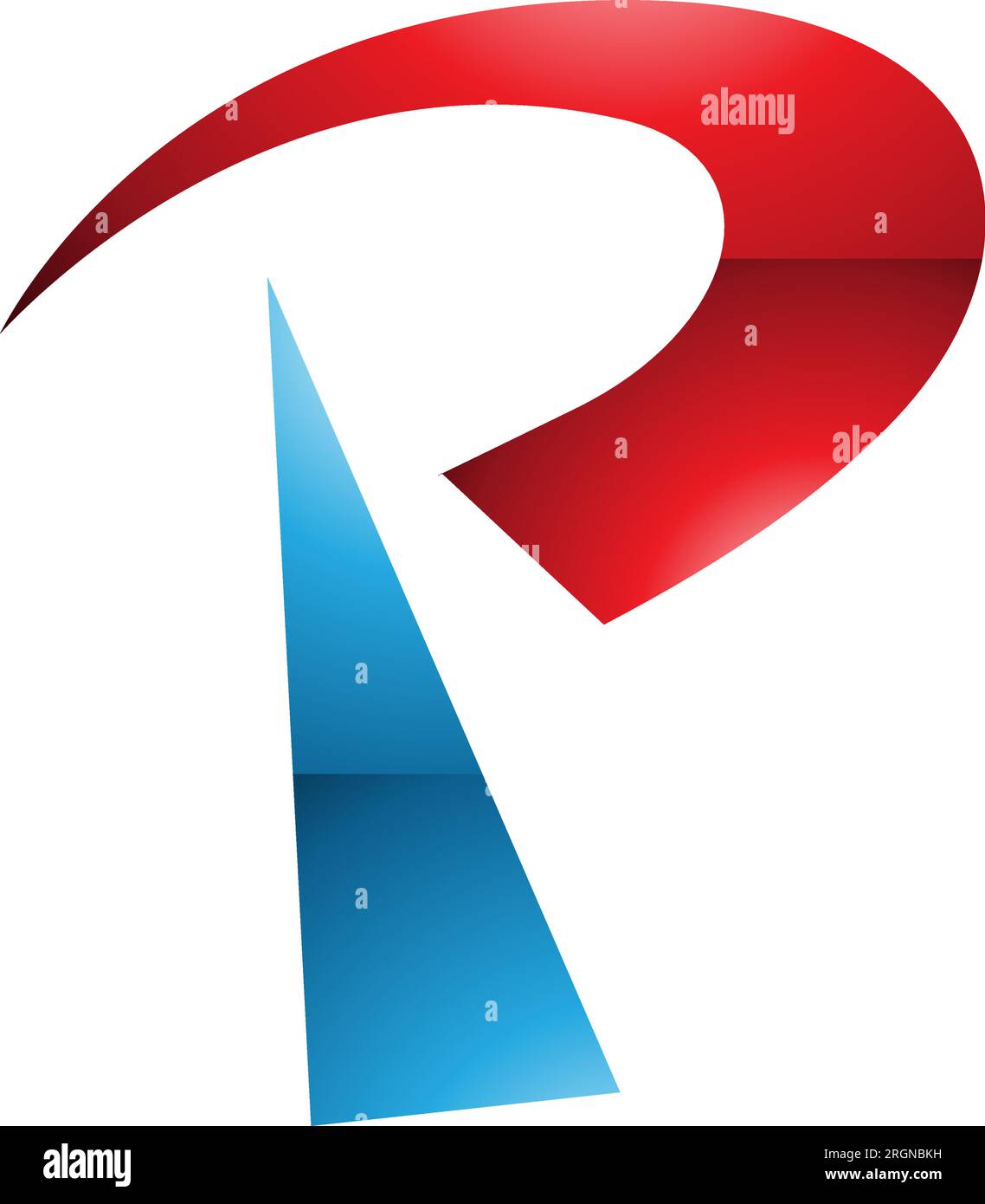 Red and Blue Glossy Radio Tower Shaped Letter P Icon on a White ...