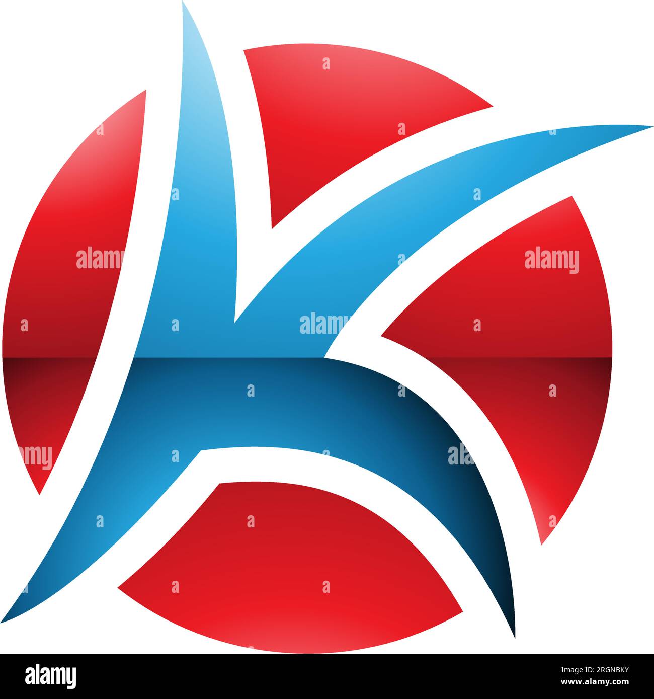 Red and Blue Glossy Round Pointy Letter K Icon on a White Background ...