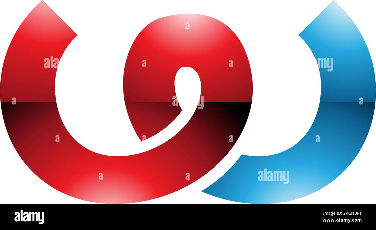 Red and Blue Glossy Spring Shaped Letter W Icon on a White Background ...