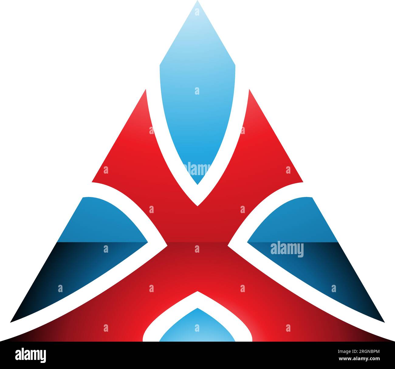 Red and Blue Glossy Triangle Shaped Letter X Icon on a White Background ...