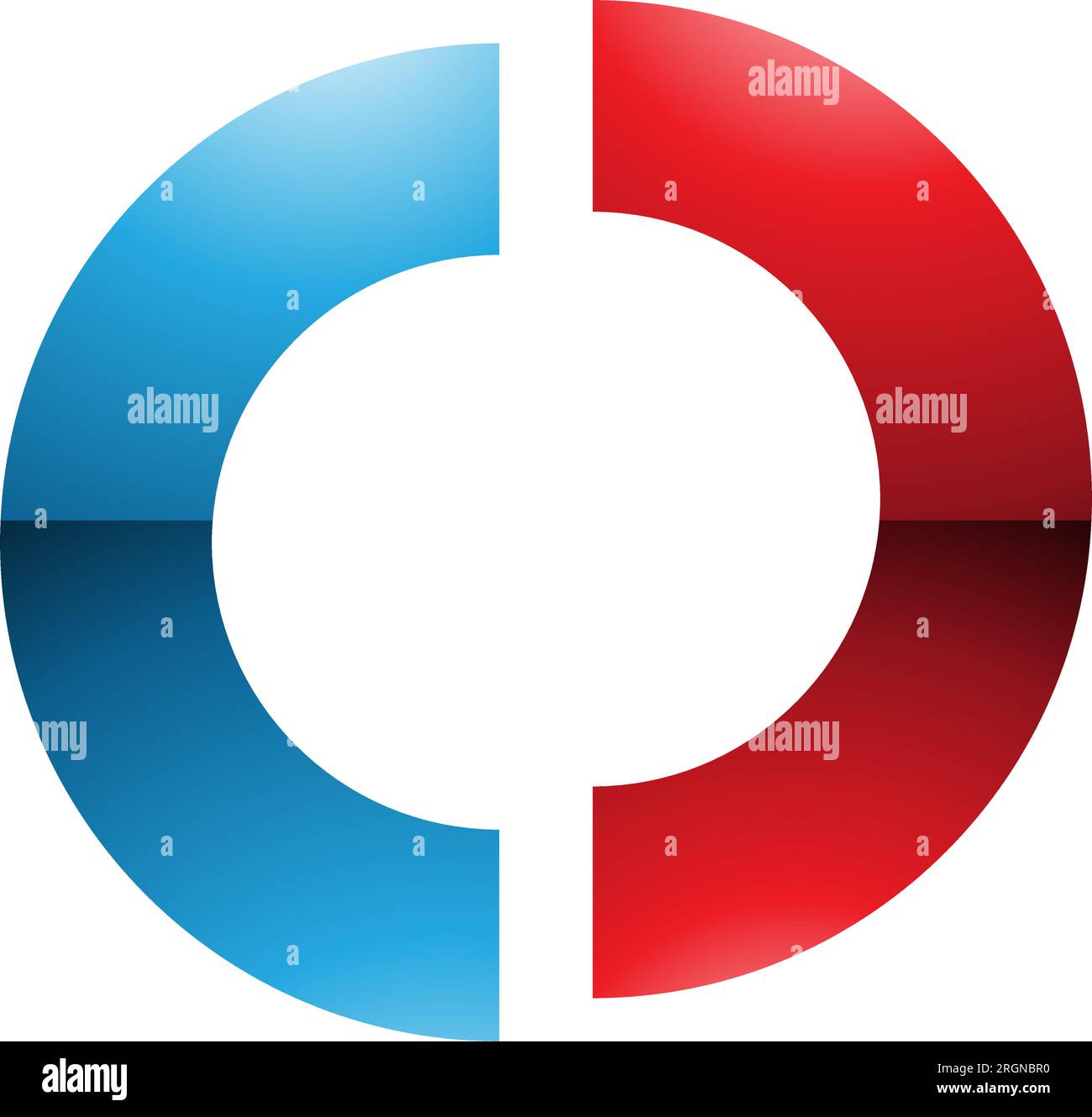 Red and Blue Glossy Split Shaped Letter O Icon on a White Background ...
