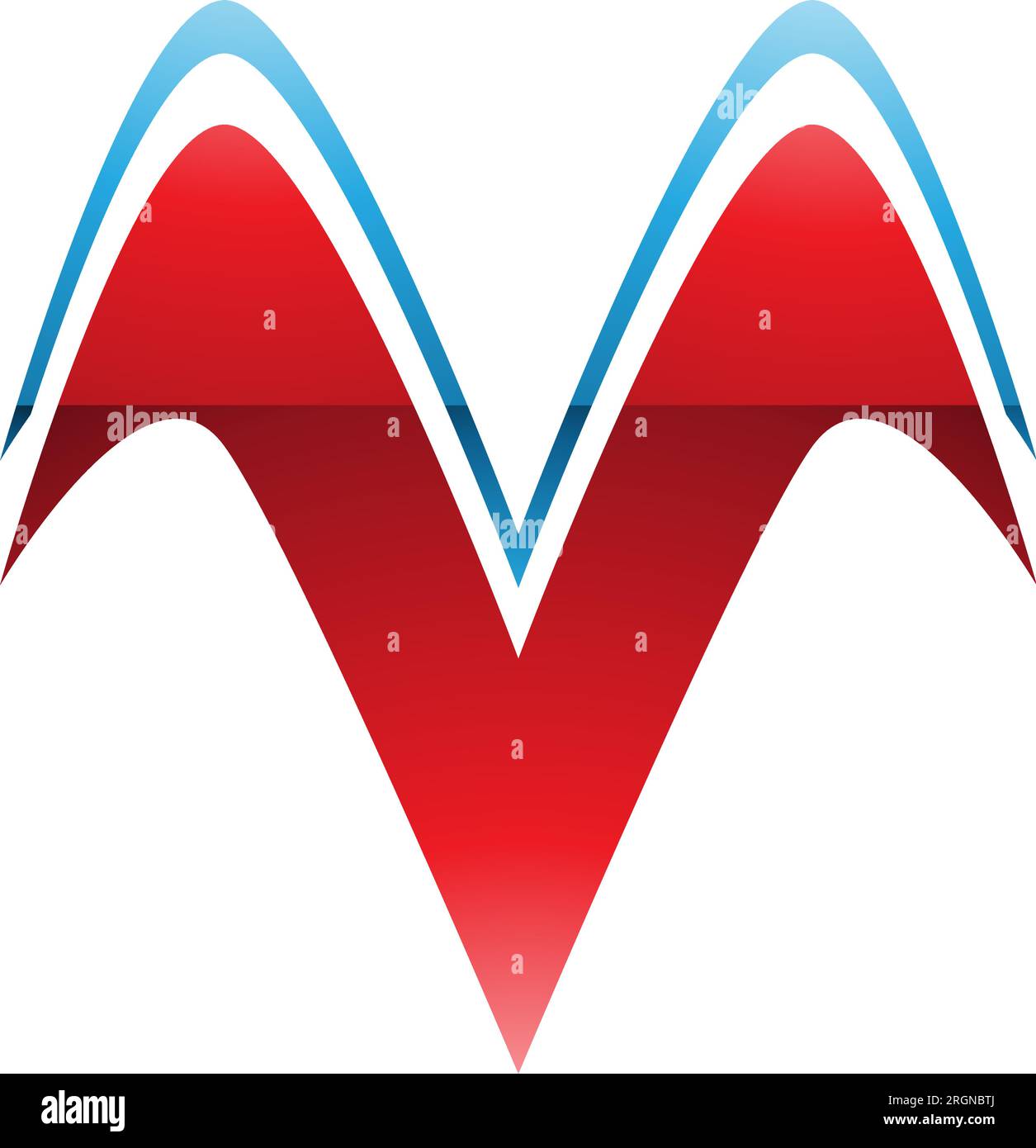Red and Blue Glossy Wing Shaped Letter V Icon on a White Background ...