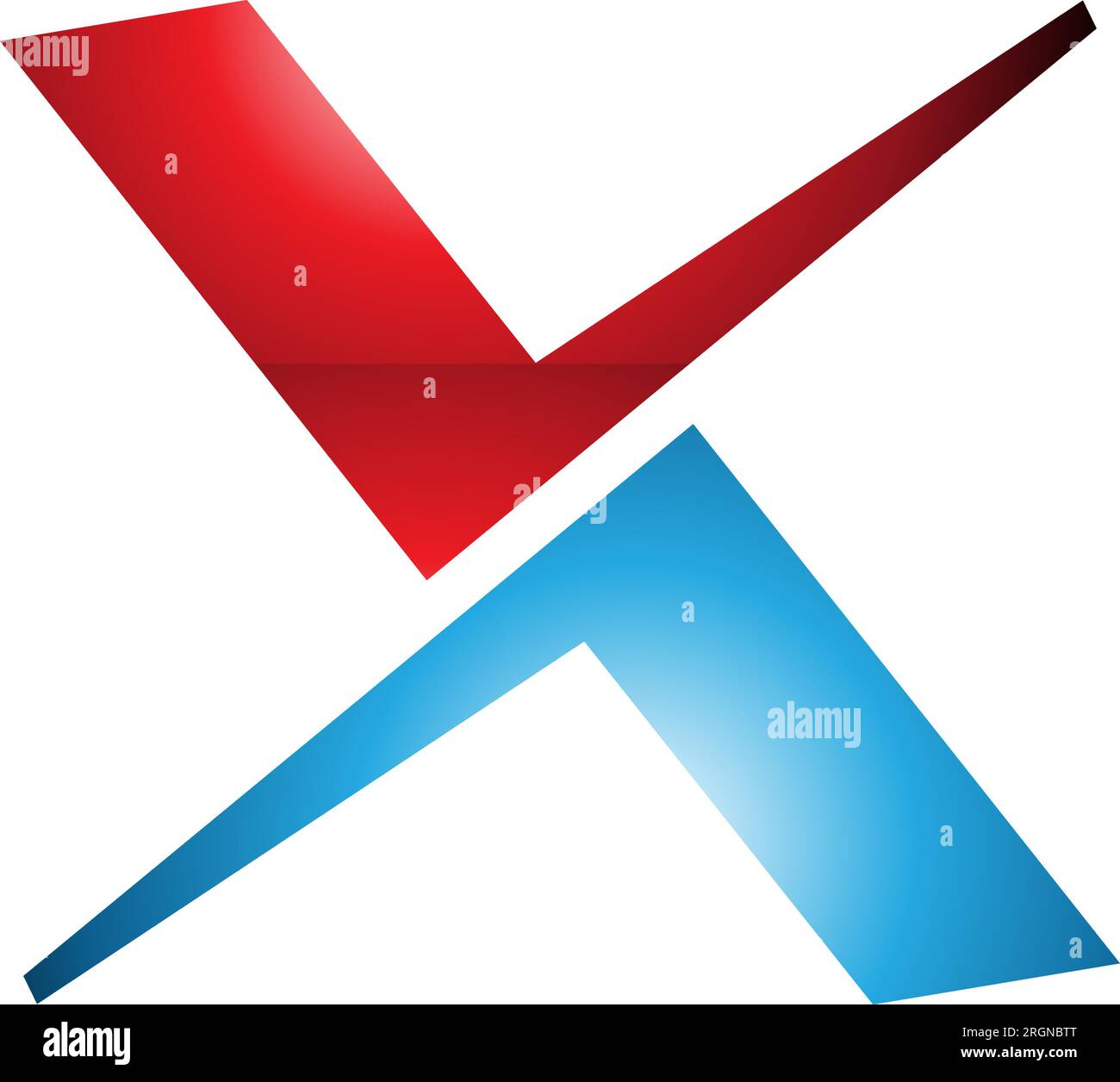 Red and Blue Glossy Tick Shaped Letter X Icon on a White Background ...