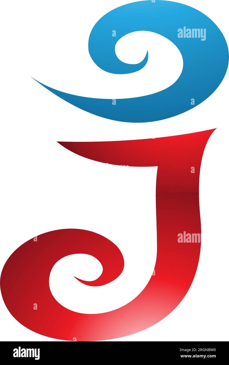 Red and Blue Glossy Swirl Shaped Letter J Icon on a White Background ...