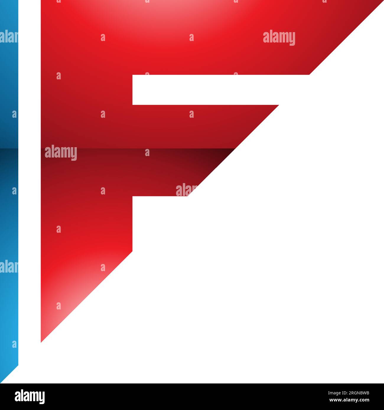 Blue and Red Glossy Triangular Letter F Icon on a White Background ...