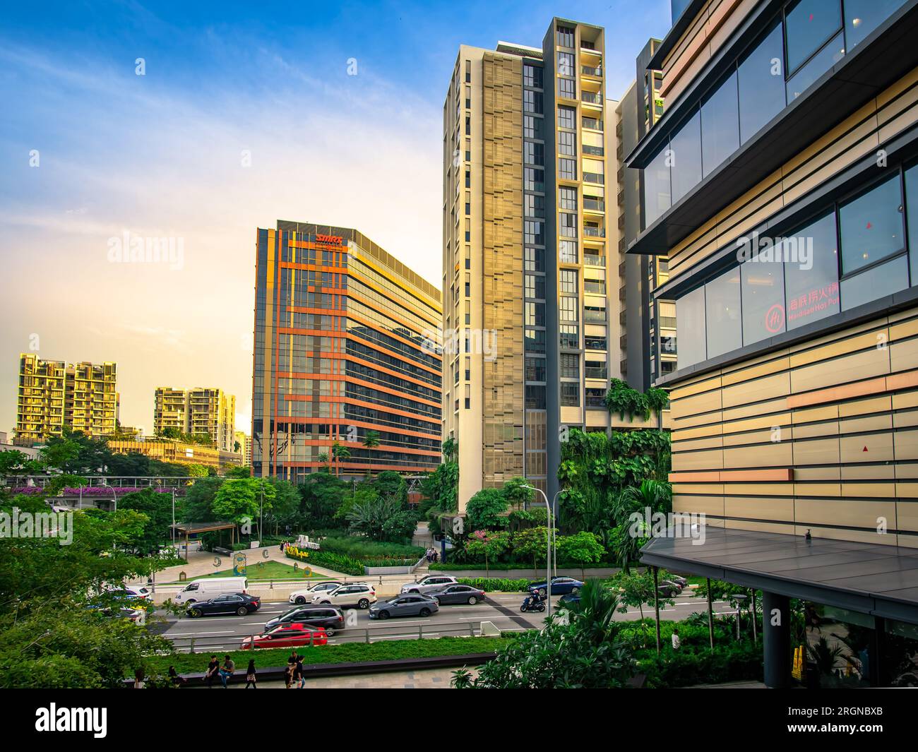 Scenic view from Paya Lebar Quarter during Sunset. It is located within ...