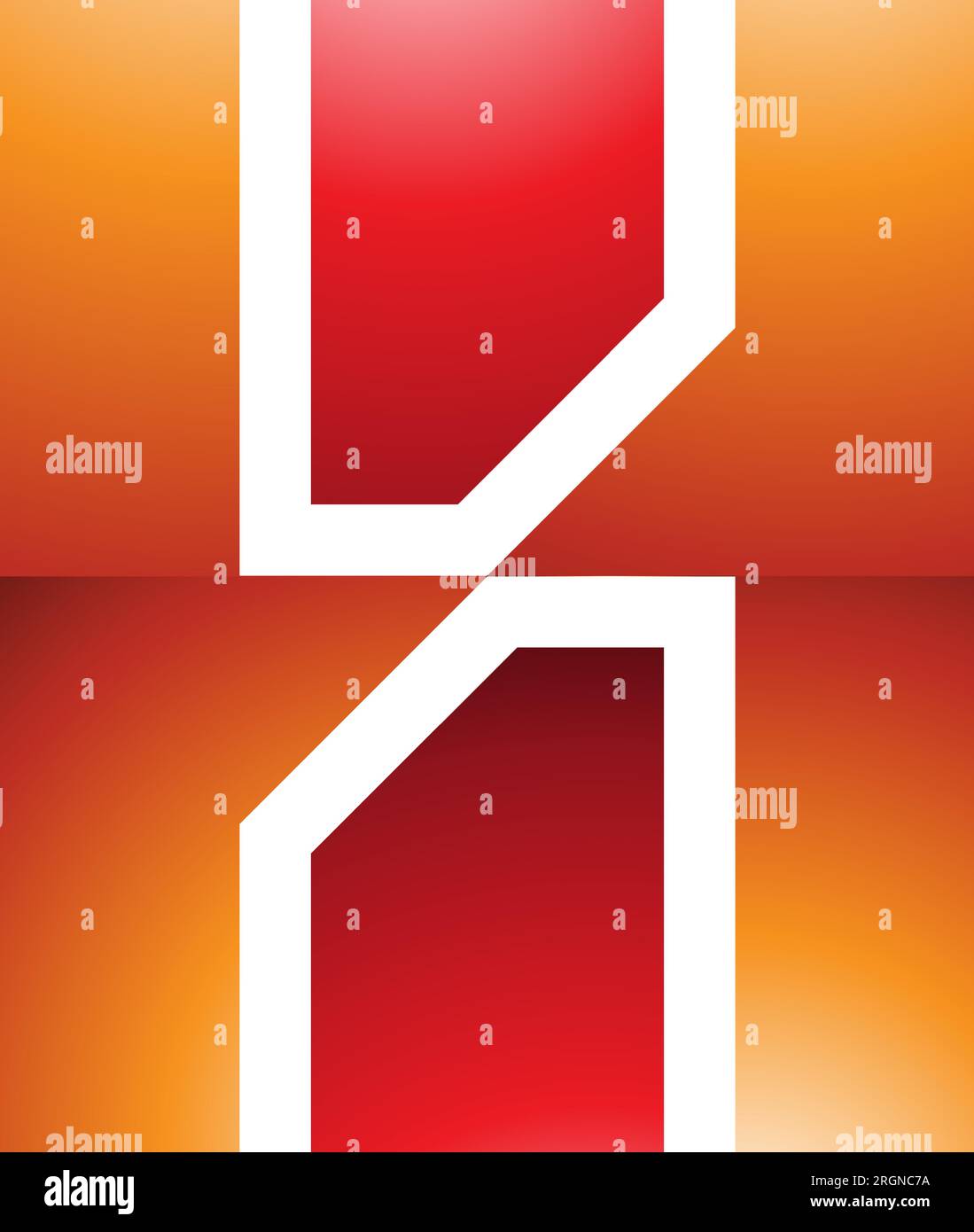 Red and Orange Glossy Letter H Icon with Vertical Rectangles on a White ...