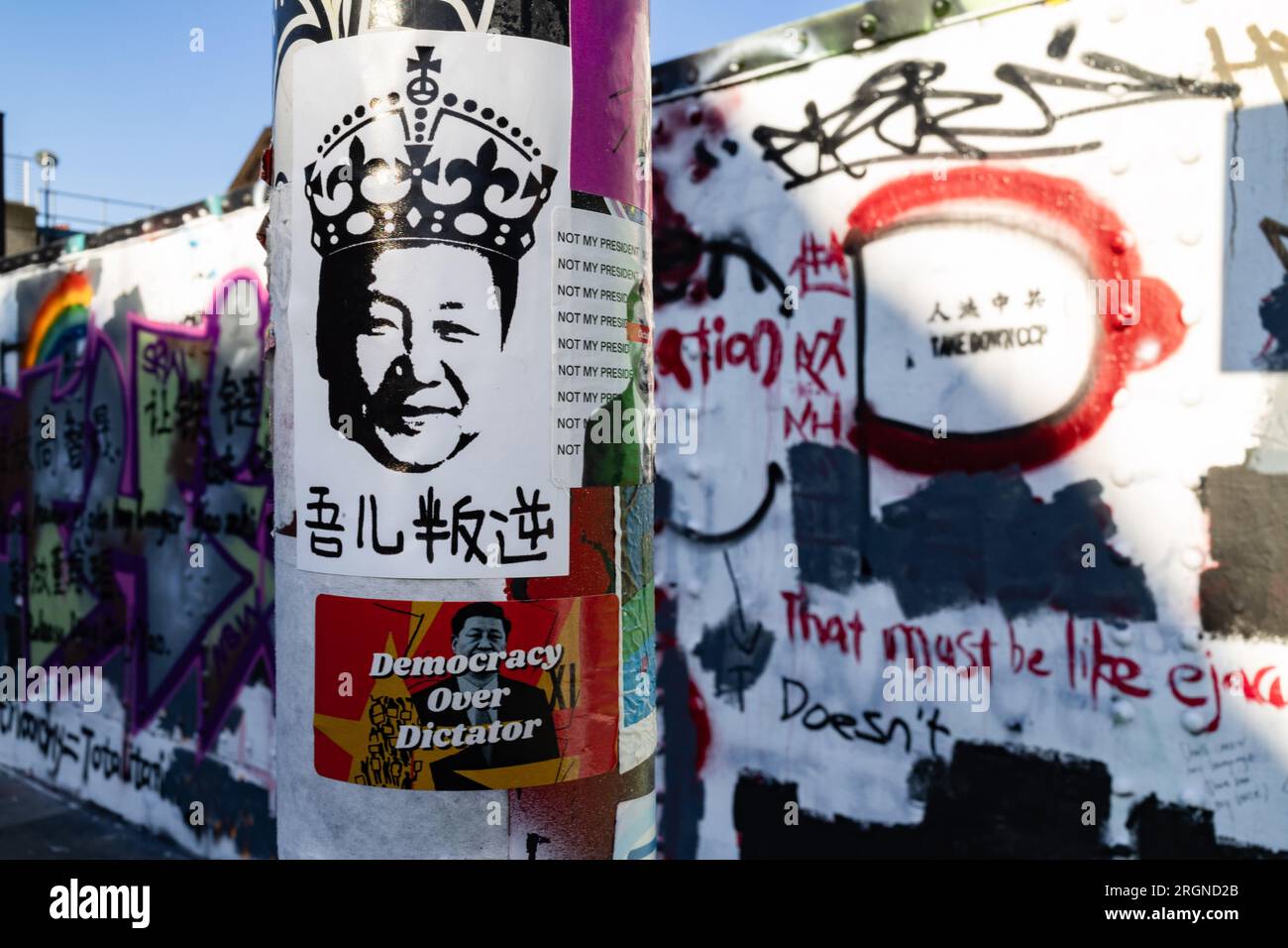 Anti-Beijing counter-slogans are seen in Brick Lane. "Brick Lane in ...