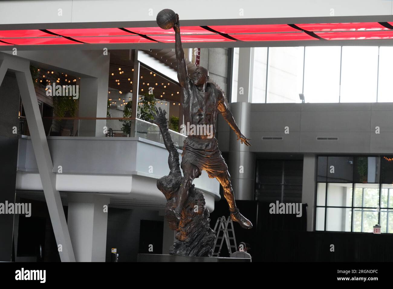 A statue of Chicago Bulls guard Michael Jordan in the United Center ...