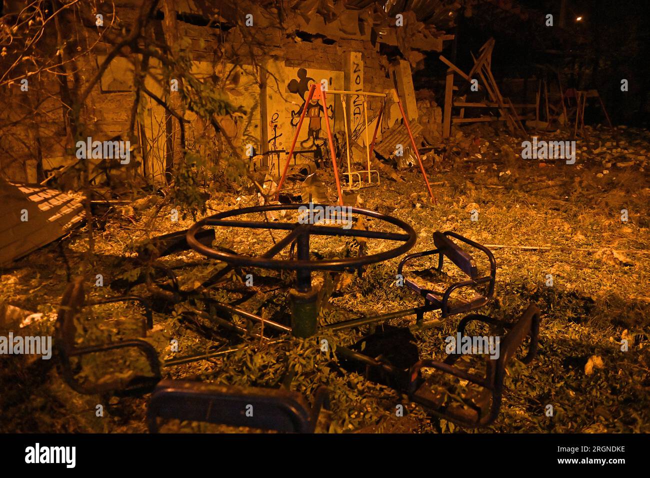 Non Exclusive: ZAPORIZHZHIA, UKRAINE - AUGUST 9, 2023 - The rubble ...