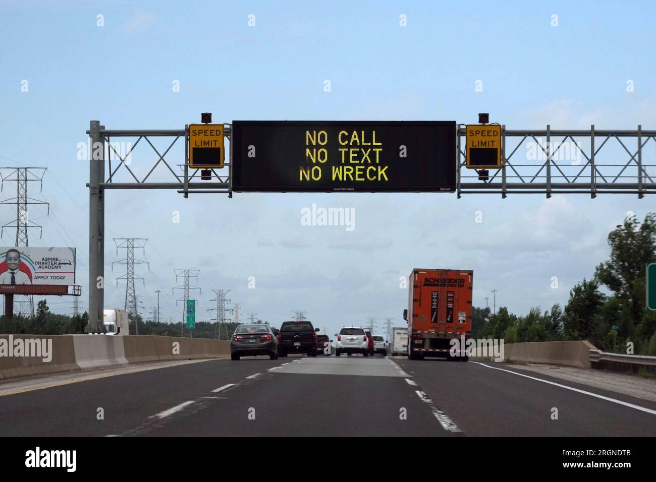 A public service message board on the Interstate 90 freeway highway ...