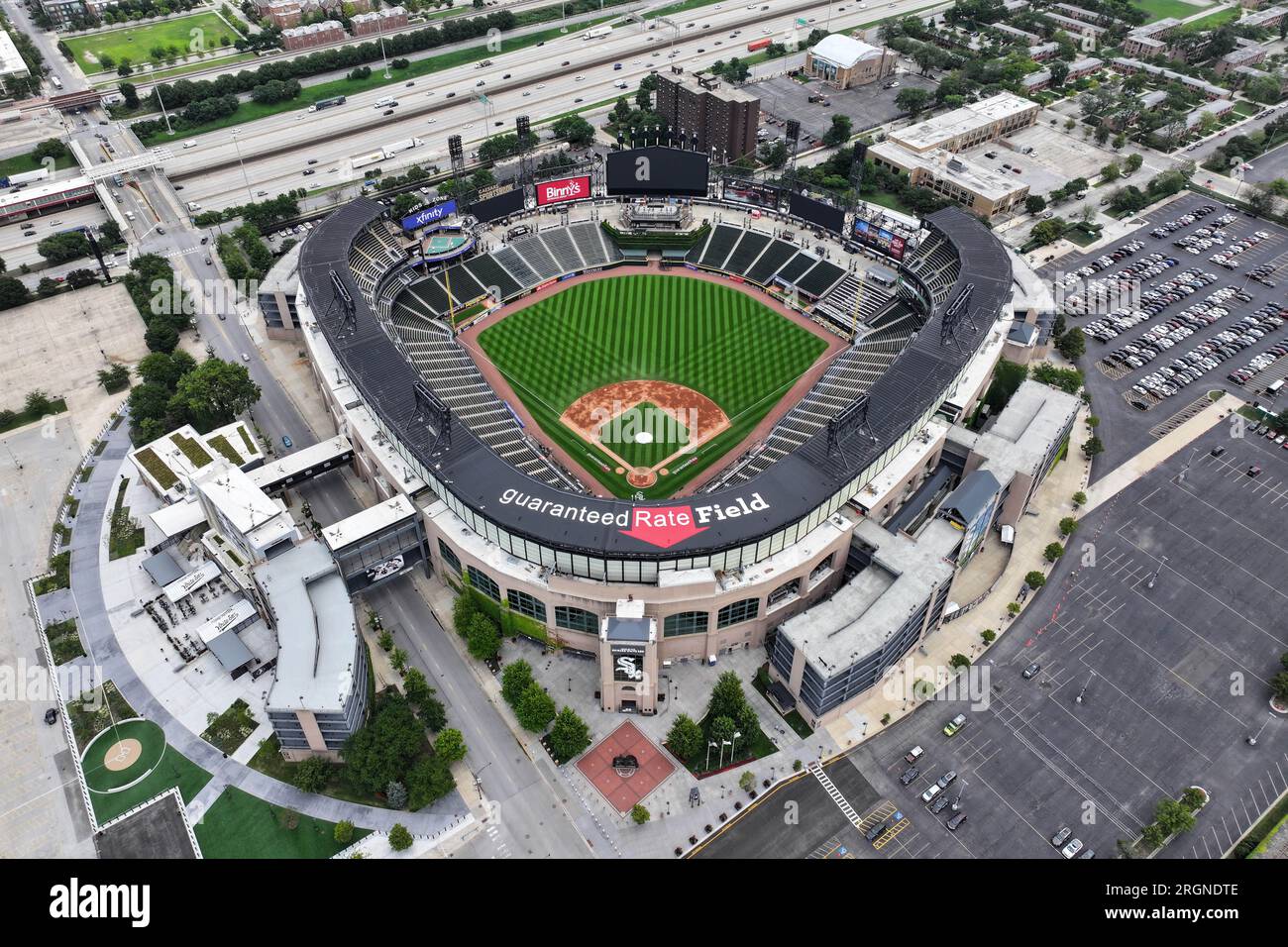 A general overall aerial view of Guaranteed Rate Field, Monday, Aug. 7 ...