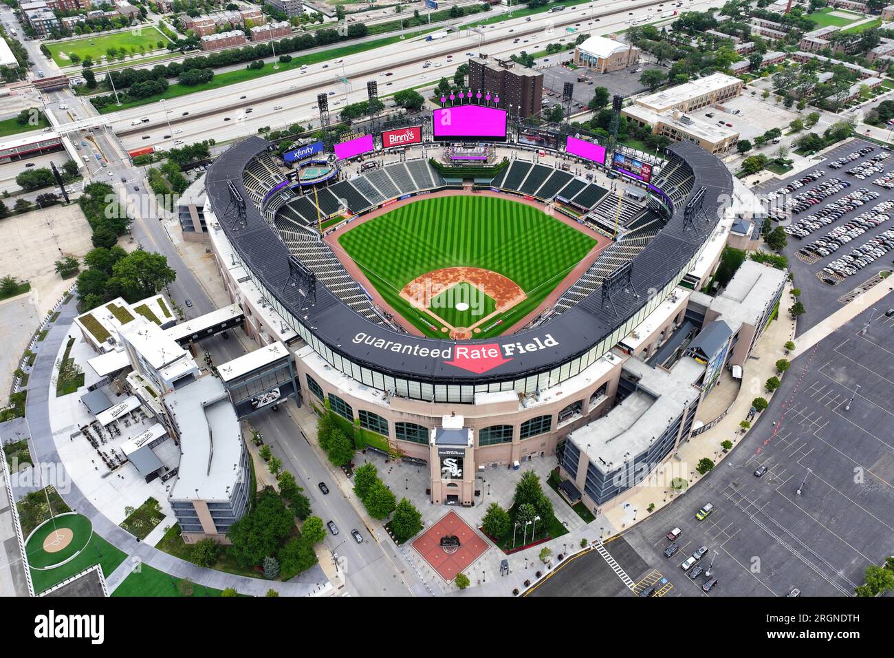 A general overall aerial view of Guaranteed Rate Field, Monday, Aug. 7 ...