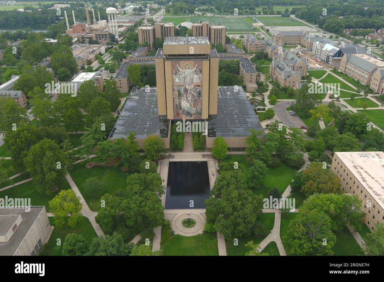 A general overall aerial view of Touchdown Jesus (Word of Life) mural ...