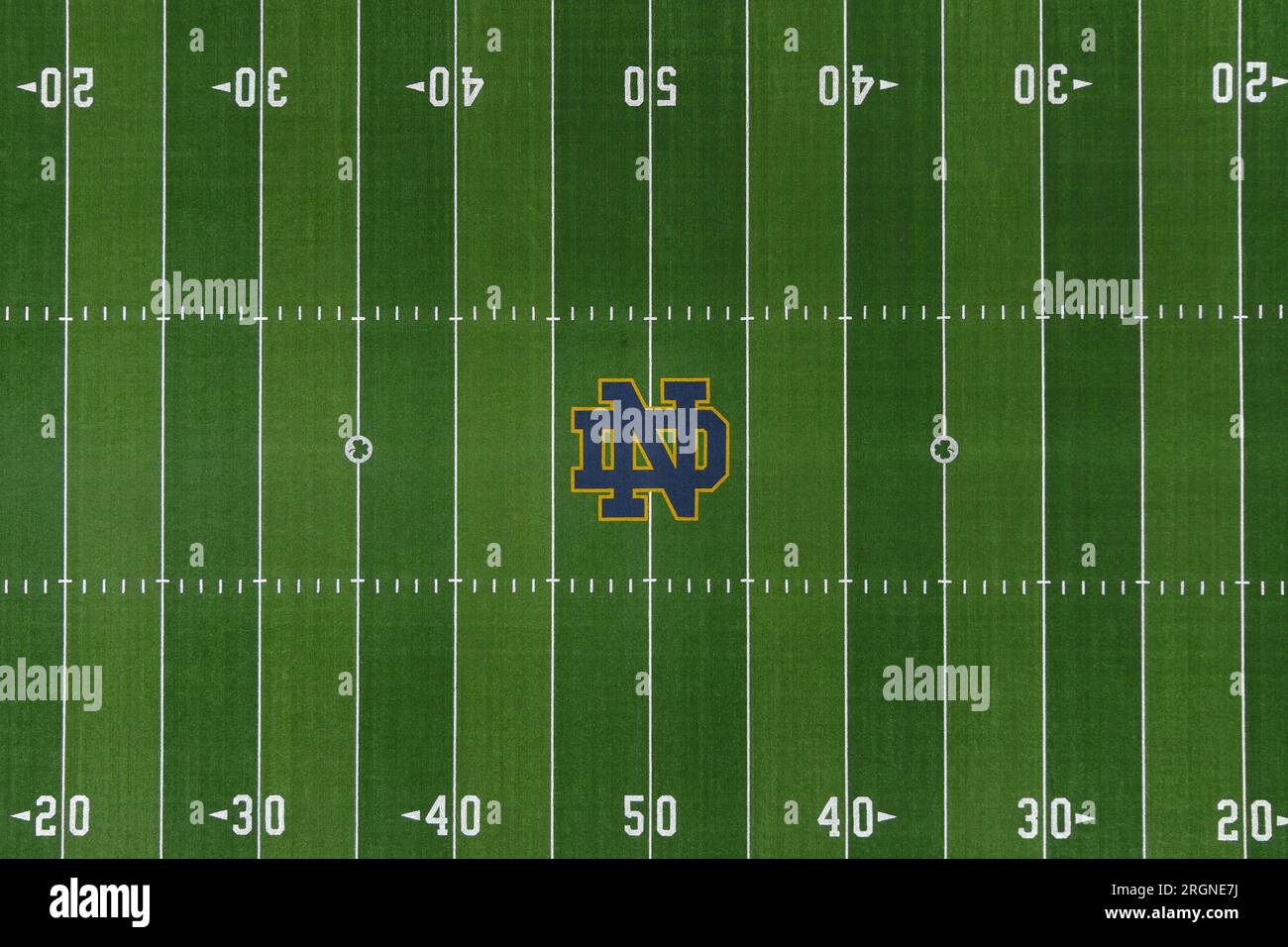 The ND Fighting Irish logo at midField of Notre Dame Stadium., Monday ...